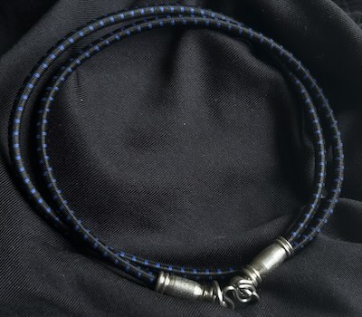 Light Blue and Black Premium Elastic Cord Amulet Necklace