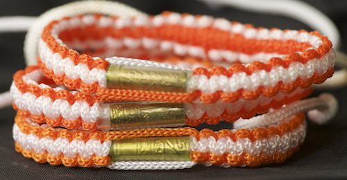 3 Orange and White Blessed Sai Sin Theravada Buddhist Bracelets